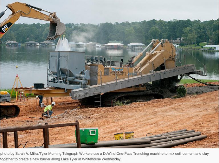 Lake Tyler Dam repair with one-pass trenching – DeWind One Pass Trenching